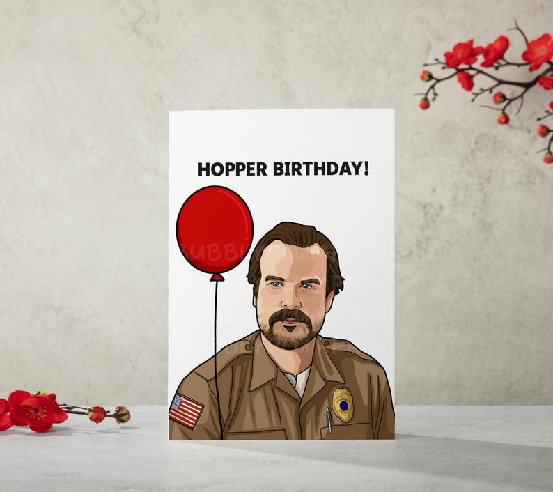 PRINTABLE Hopper Birthday Greeting Card | Stranger Officer Dad | Guy ...