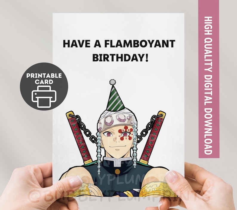 PRINTABLE Funny Anime Happy Birthday Greeting Card | Handsome Uzui ...