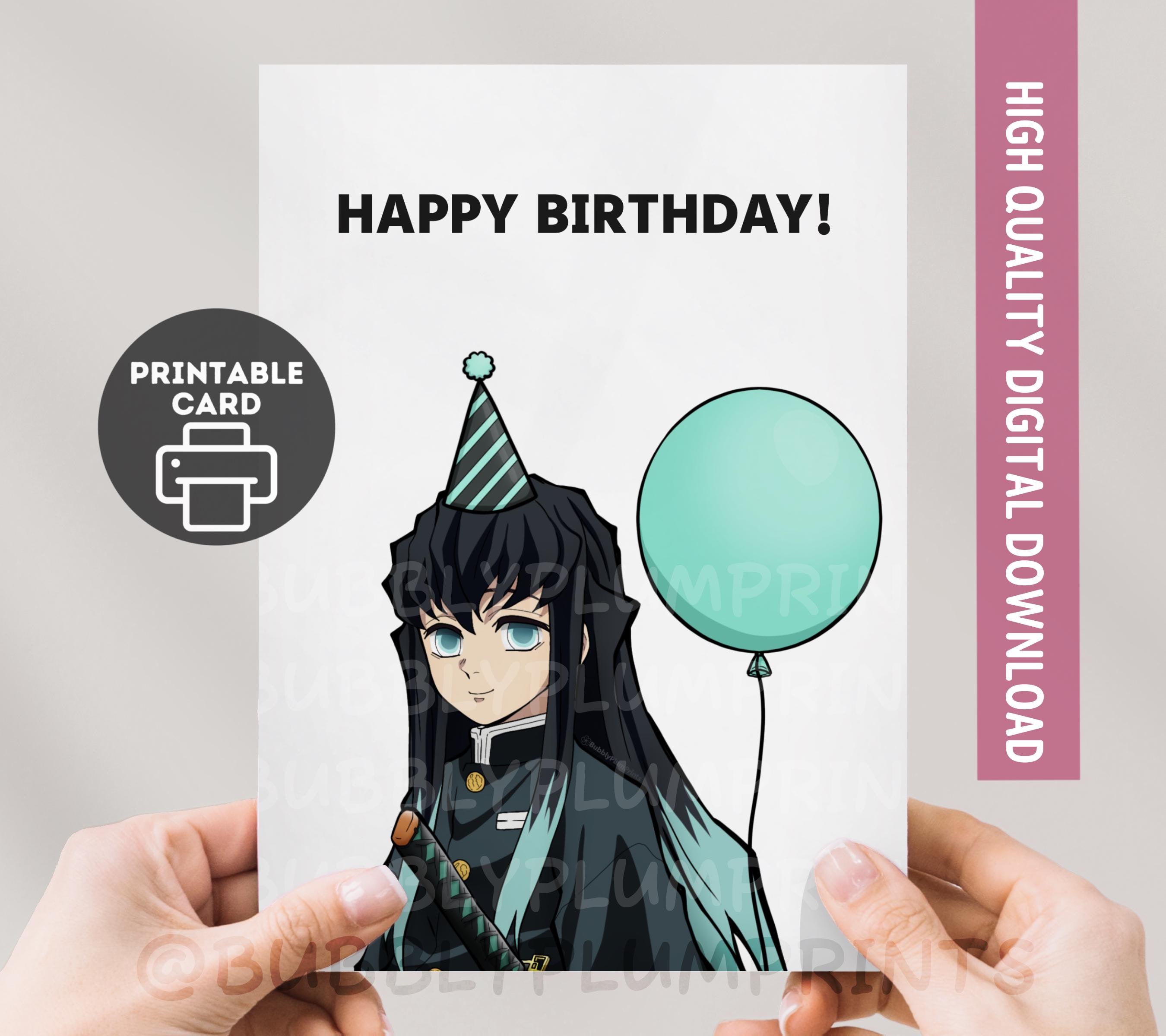 PRINTABLE Happy Birthday Slayer Anime Greeting Card | Muichiro Mist ...