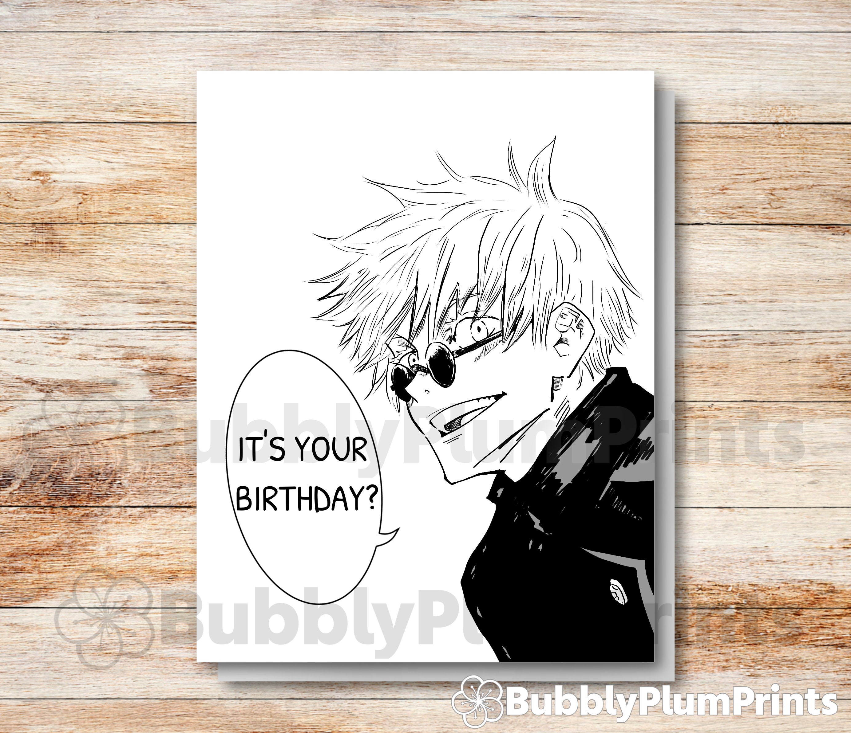 It's Your Birthday, Gojo Anime Manga Greeting Card, Happy Birthday Card ...