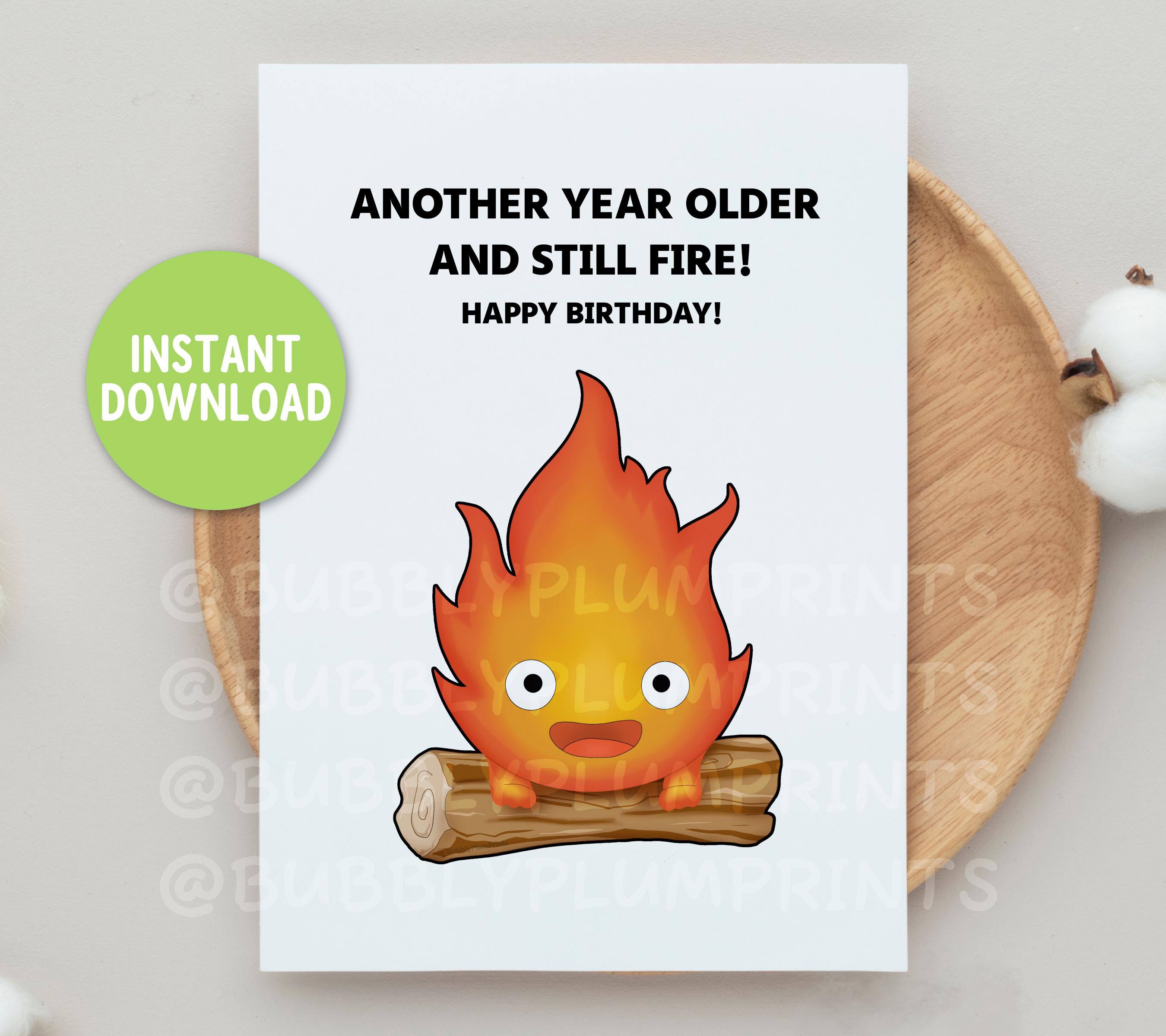 PRINTABLE Funny Anime Happy Birthday Greeting Card | Howl Castle ...