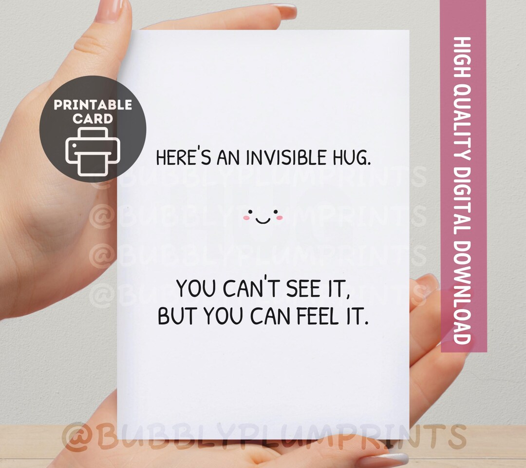 PRINTABLE Invisible Hug Minimalist Greeting Card | Funny Cute I Miss ...