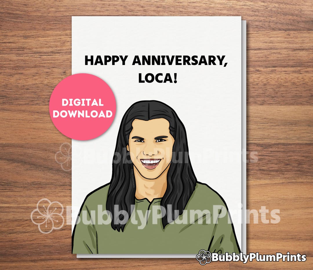 PRINTABLE Funny Loca Anniversary Greeting Card, Wolf Guy in Twilight ...