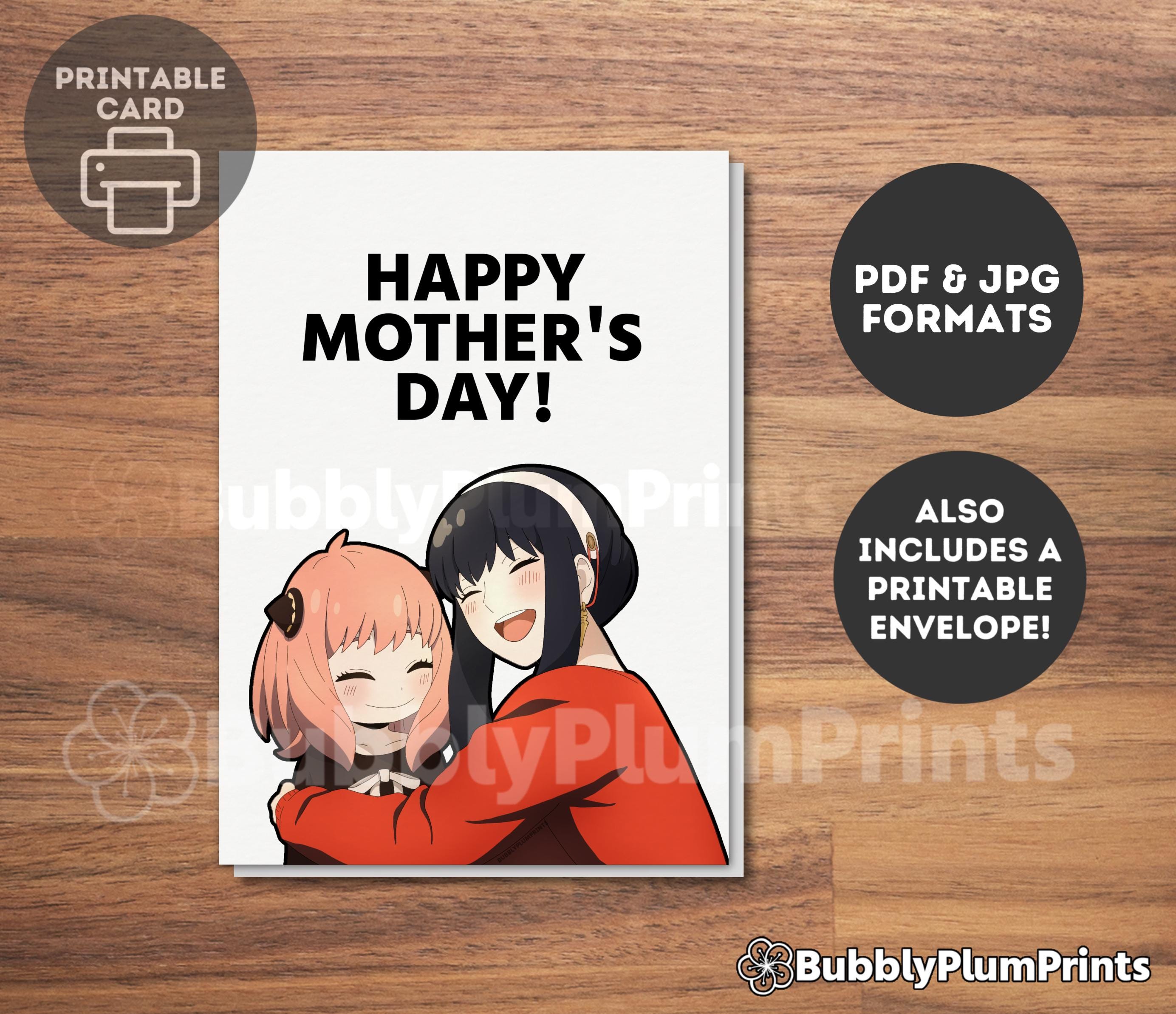 PRINTABLE Happy Mother's Day Greeting Card, Yor and Anya Love, Spy X ...