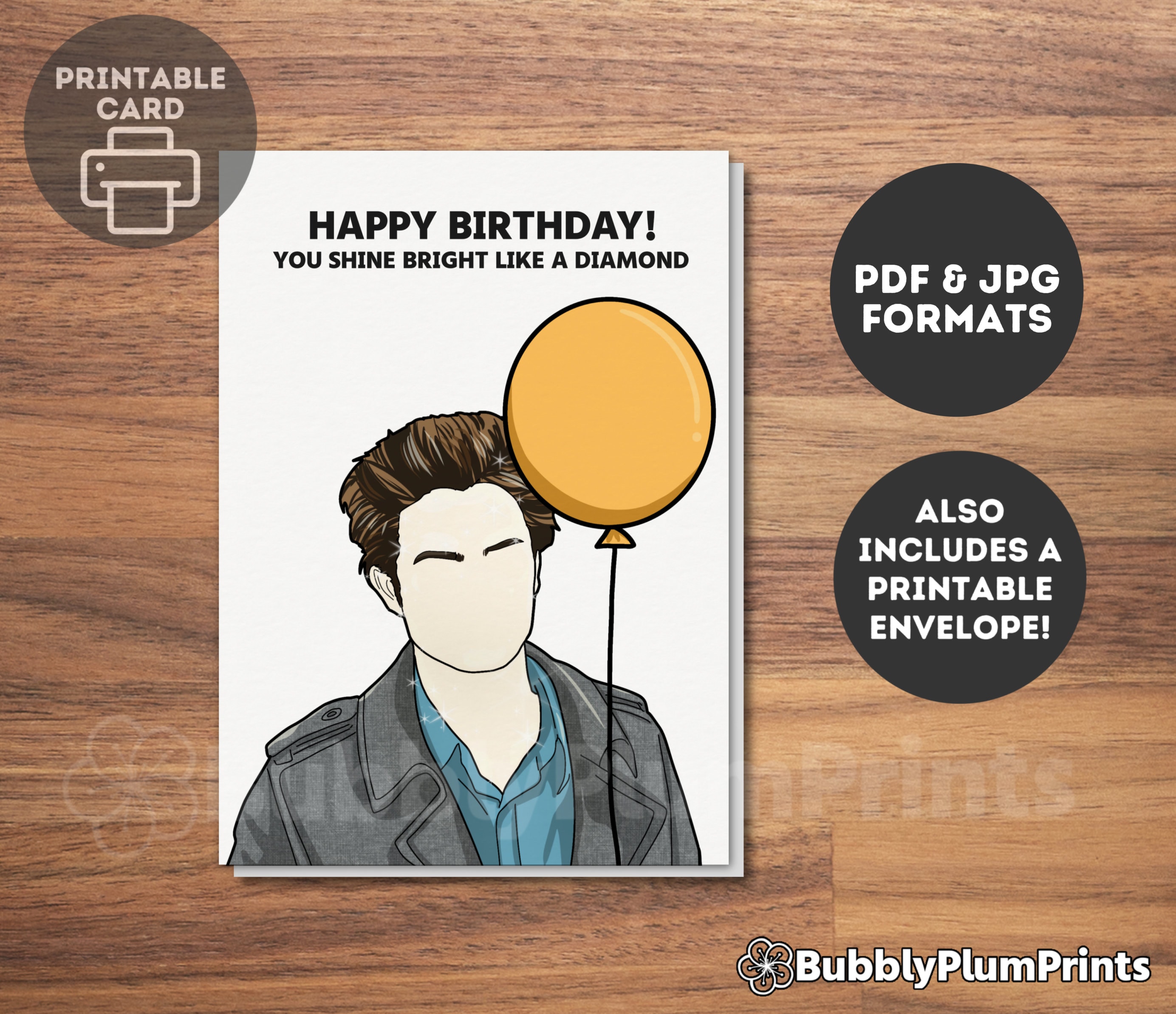 PRINTABLE Funny Happy Birthday Vampire Greeting Card, Edward in ...