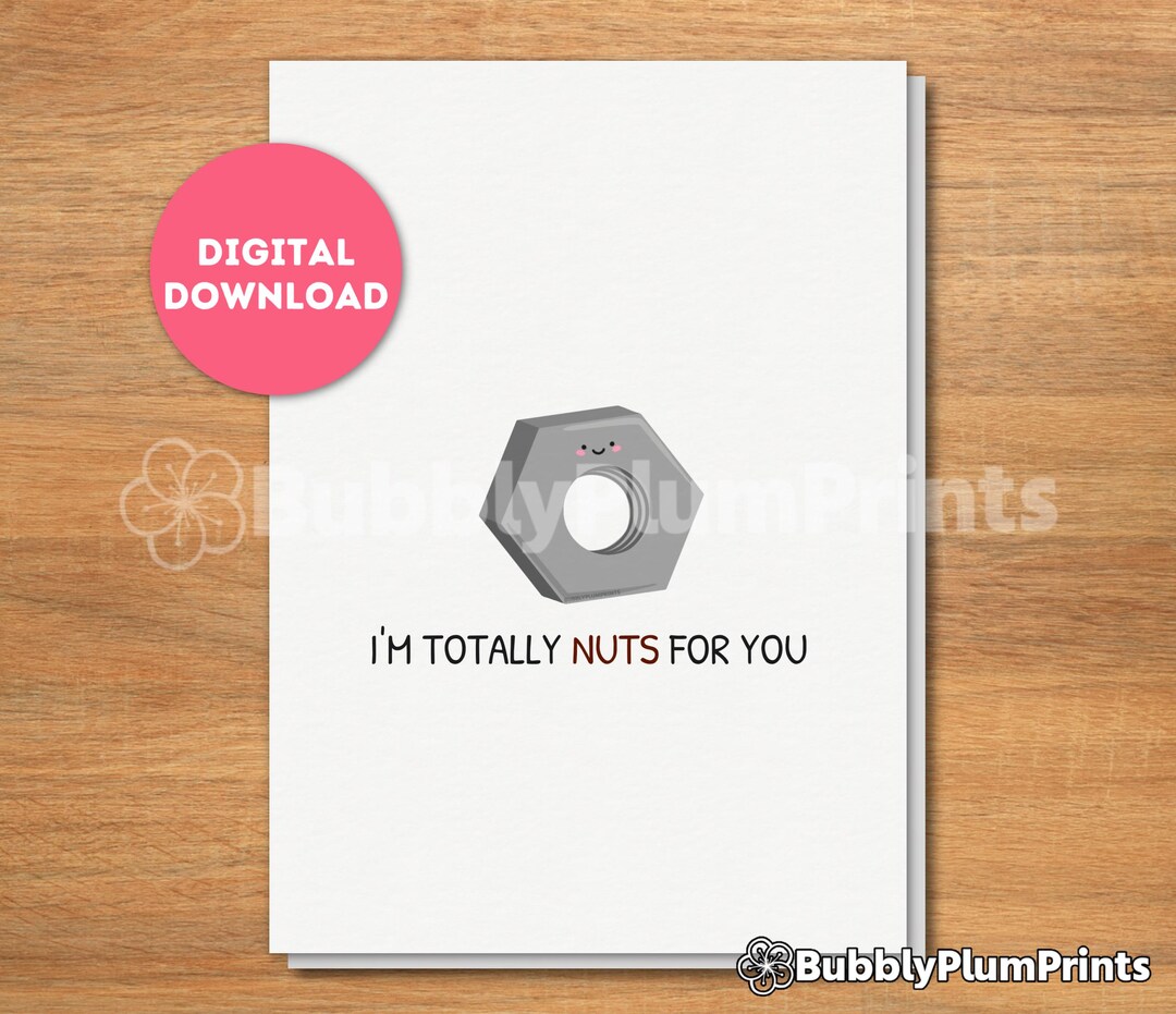 PRINTABLE Screw Nut Minimalist Greeting Card, Confession Love ...