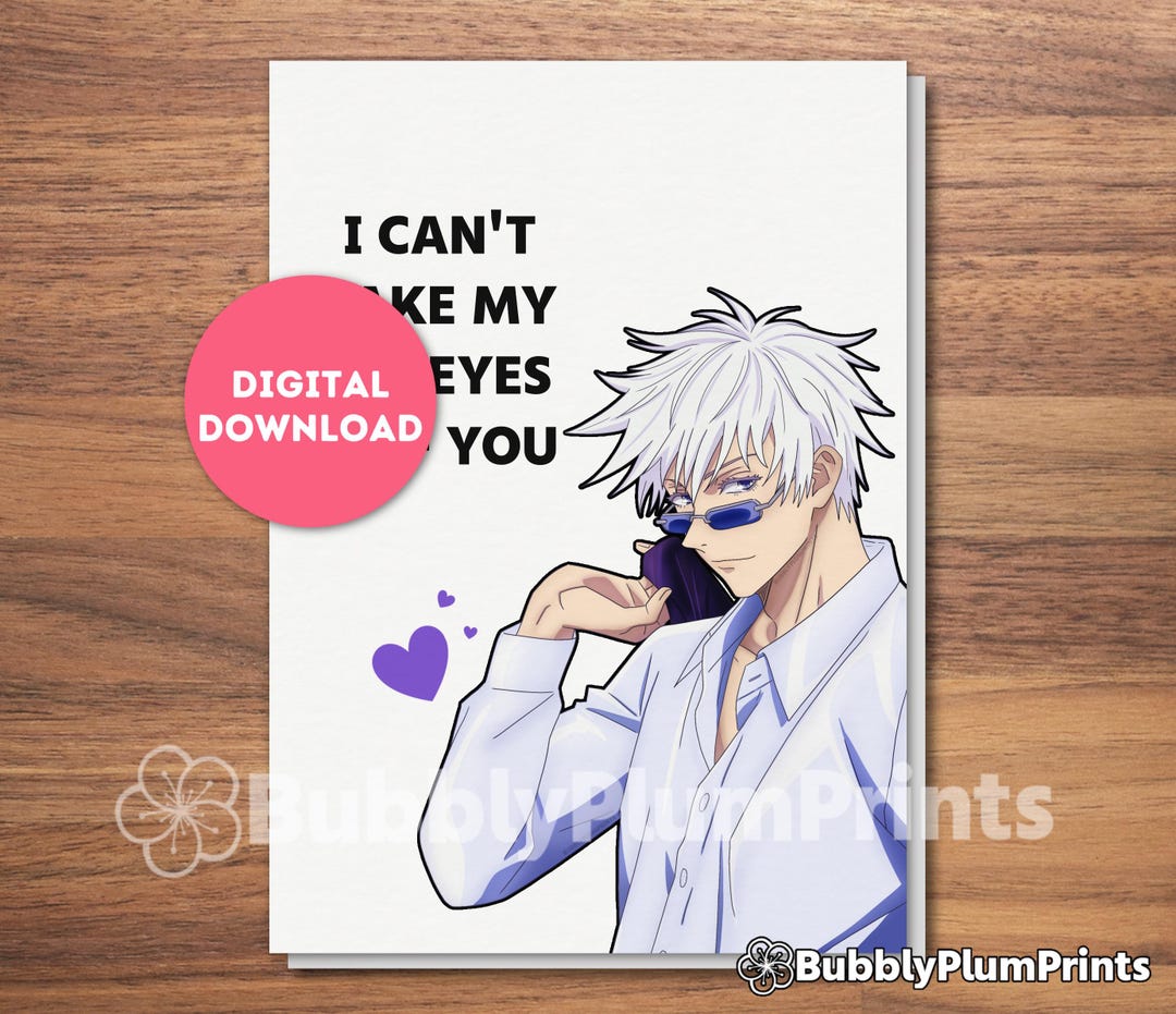 PRINTABLE Funny Anime Happy Birthday Greeting Card, Gojo Sorcerer Card ...