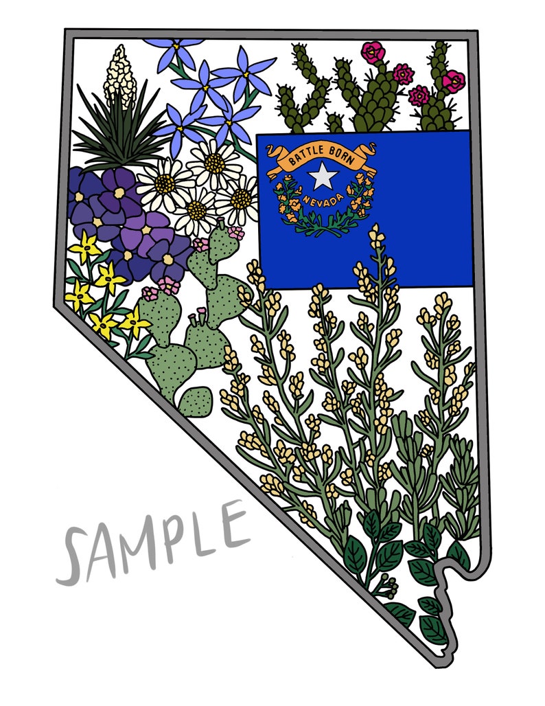 Nevada State Floral Coloring Page - Etsy