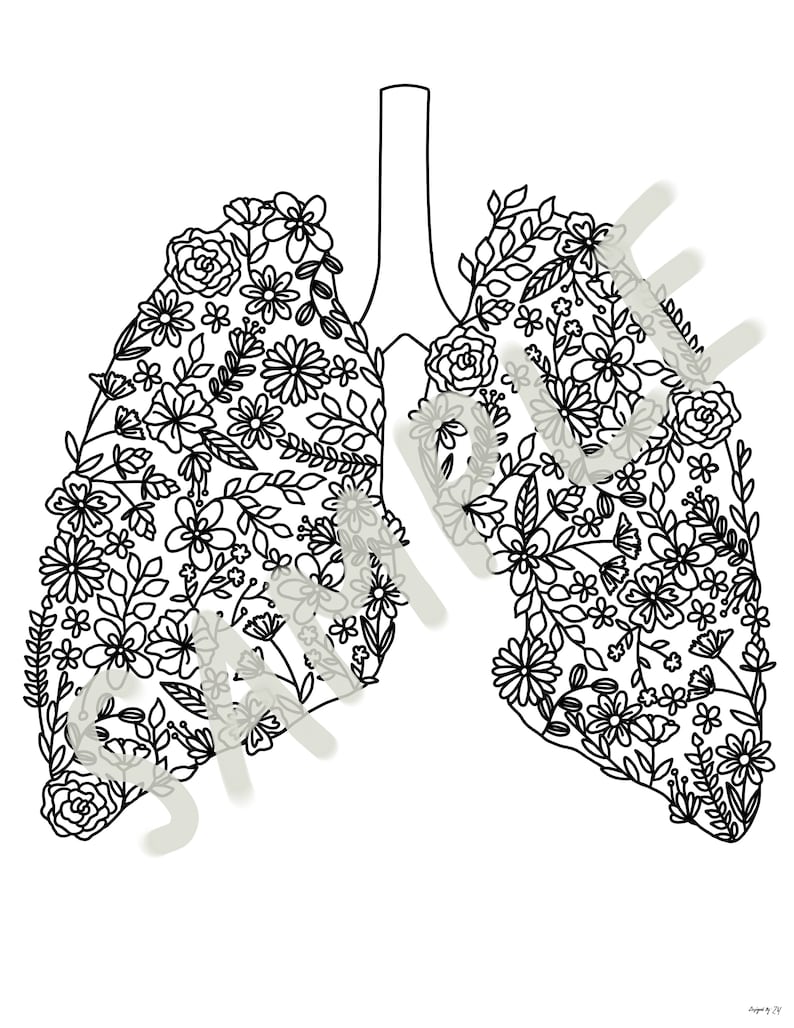 Floral Lung Coloring Page - Etsy