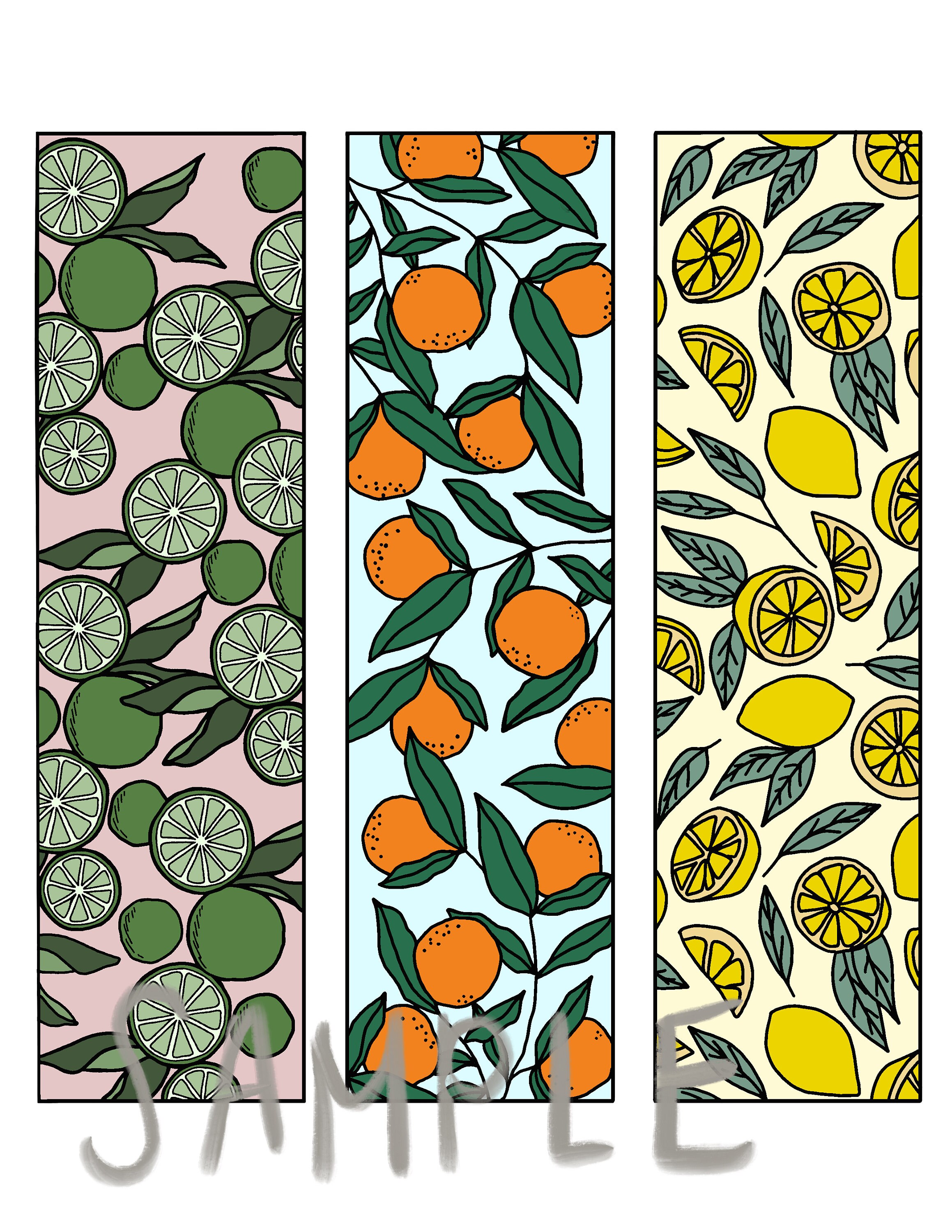 Citrus Coloring Book Mark - Etsy