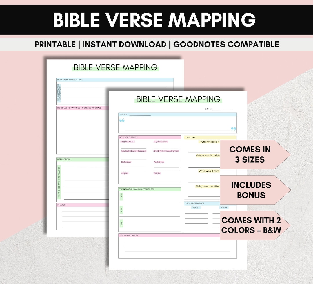 Verse Mapping Template for Bible Study, Map Verses, Scripture Verse ...