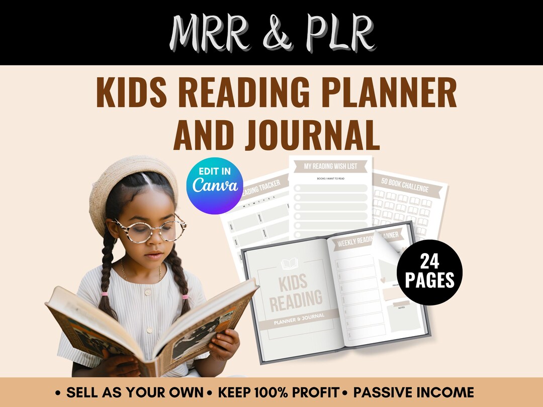 Kids Reading Planner and Journal: Canva Editable, Reading Tracker (MRR ...