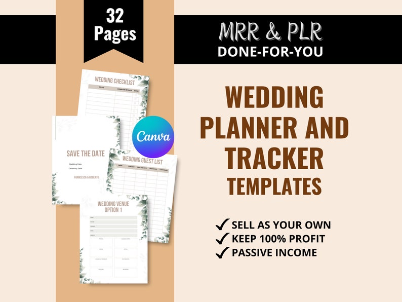 Wedding Planner and Tracker Canva Templates With Master Resell Rights ...