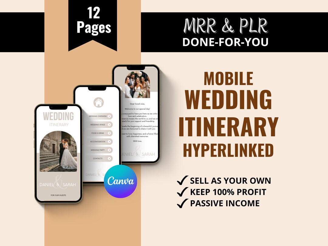 Cell Phone Wedding Itinerary Templates With Master Resell Rights ...