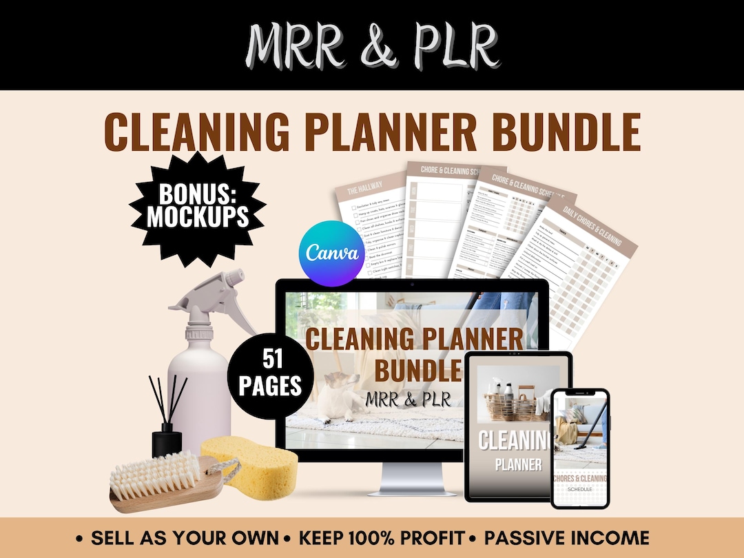 MRR Canva Templates Cleaning Planner Bundle, Editable Cleaning Planner ...