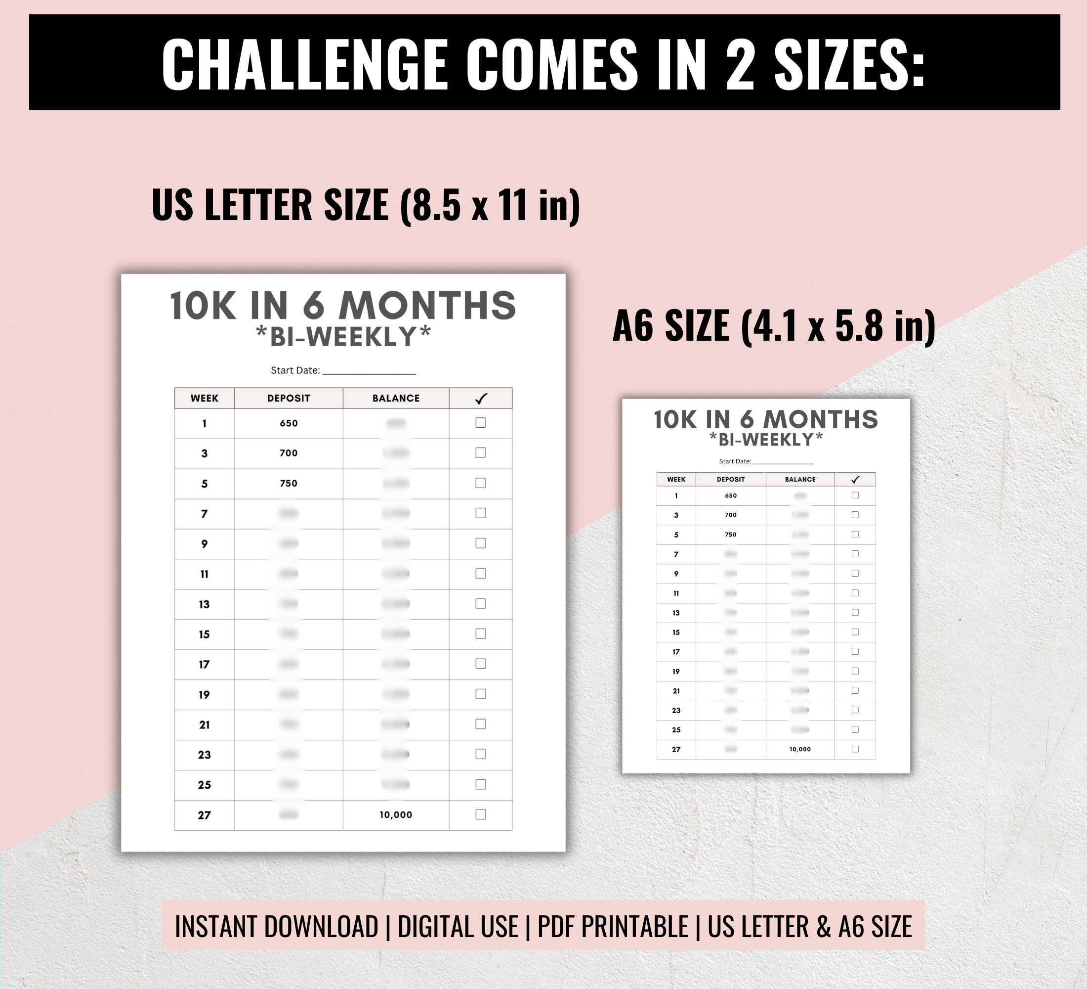 10k Bi-weekly Savings Challenge, Save 10000 in 6 Months Biweekly ...