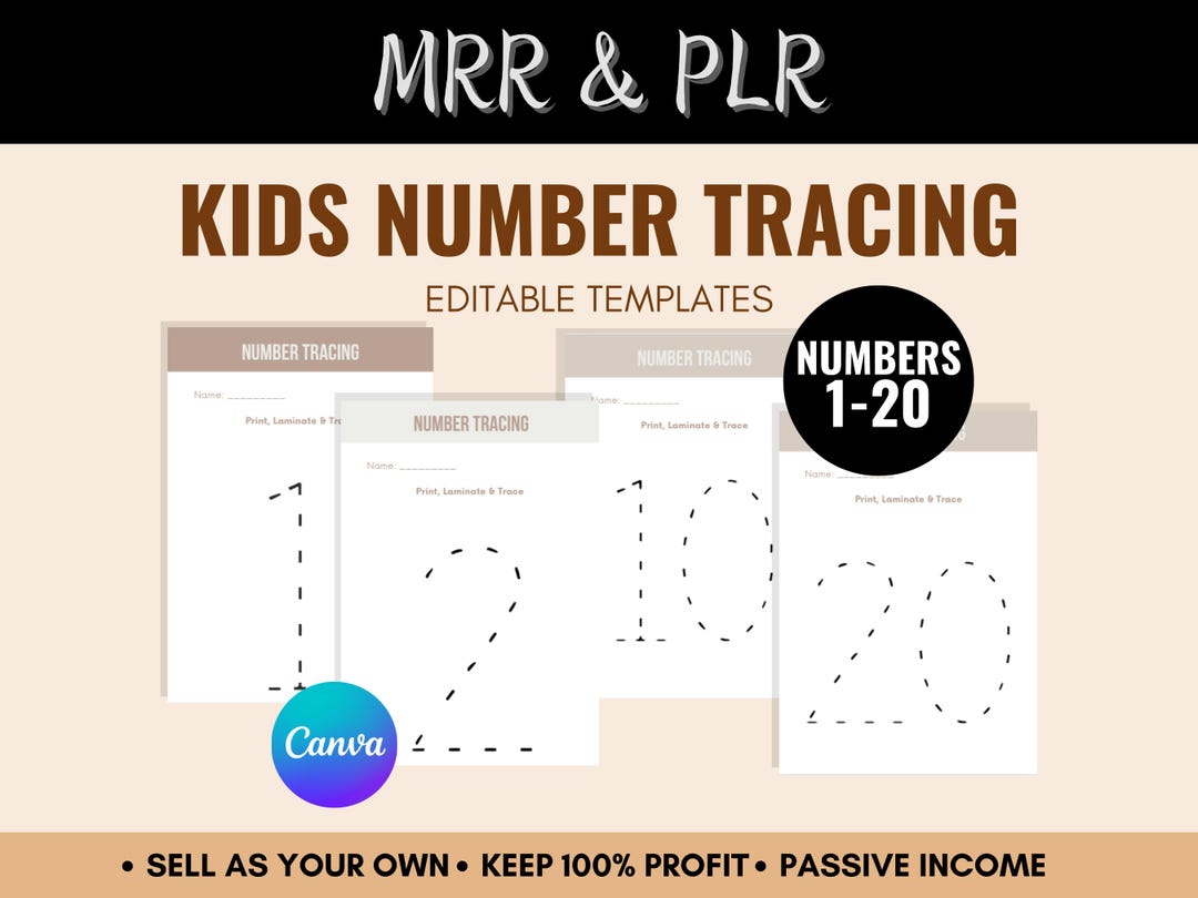Number Tracing Bundle 1-20 With Master Resell Rights, 20 Number Tracing ...
