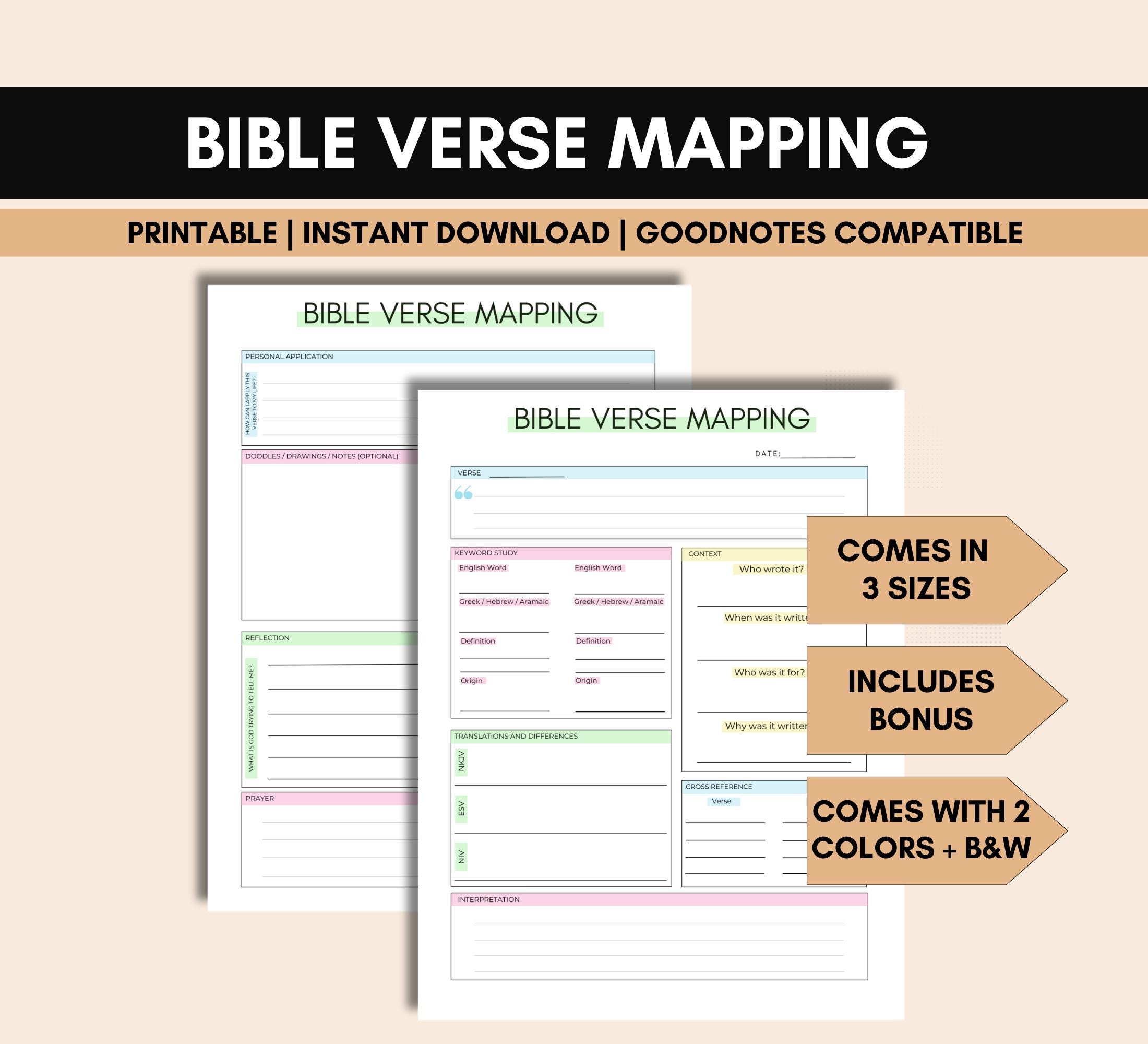 Verse Mapping Template for Bible Study, Map Verses, Scripture Verse ...