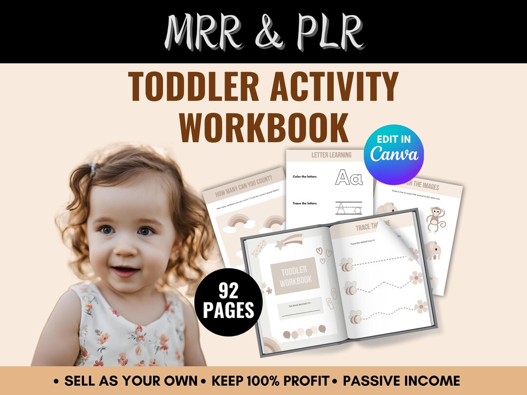 92-page Toddler Activity Workbook: Editable Preschool Worksheets (MRR ...