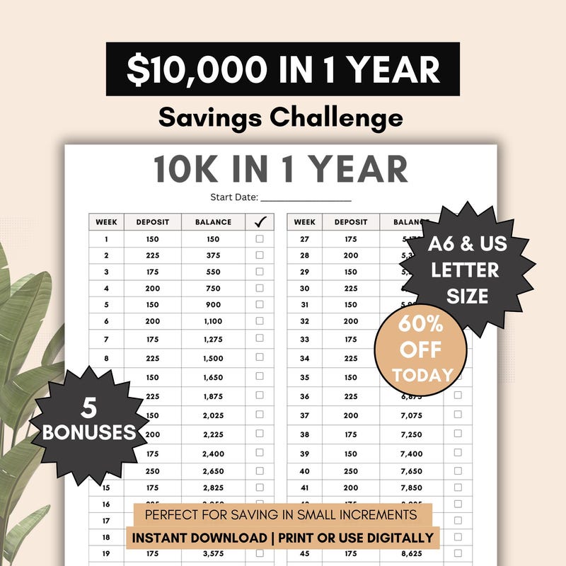 1 Year Savings Binder - Etsy