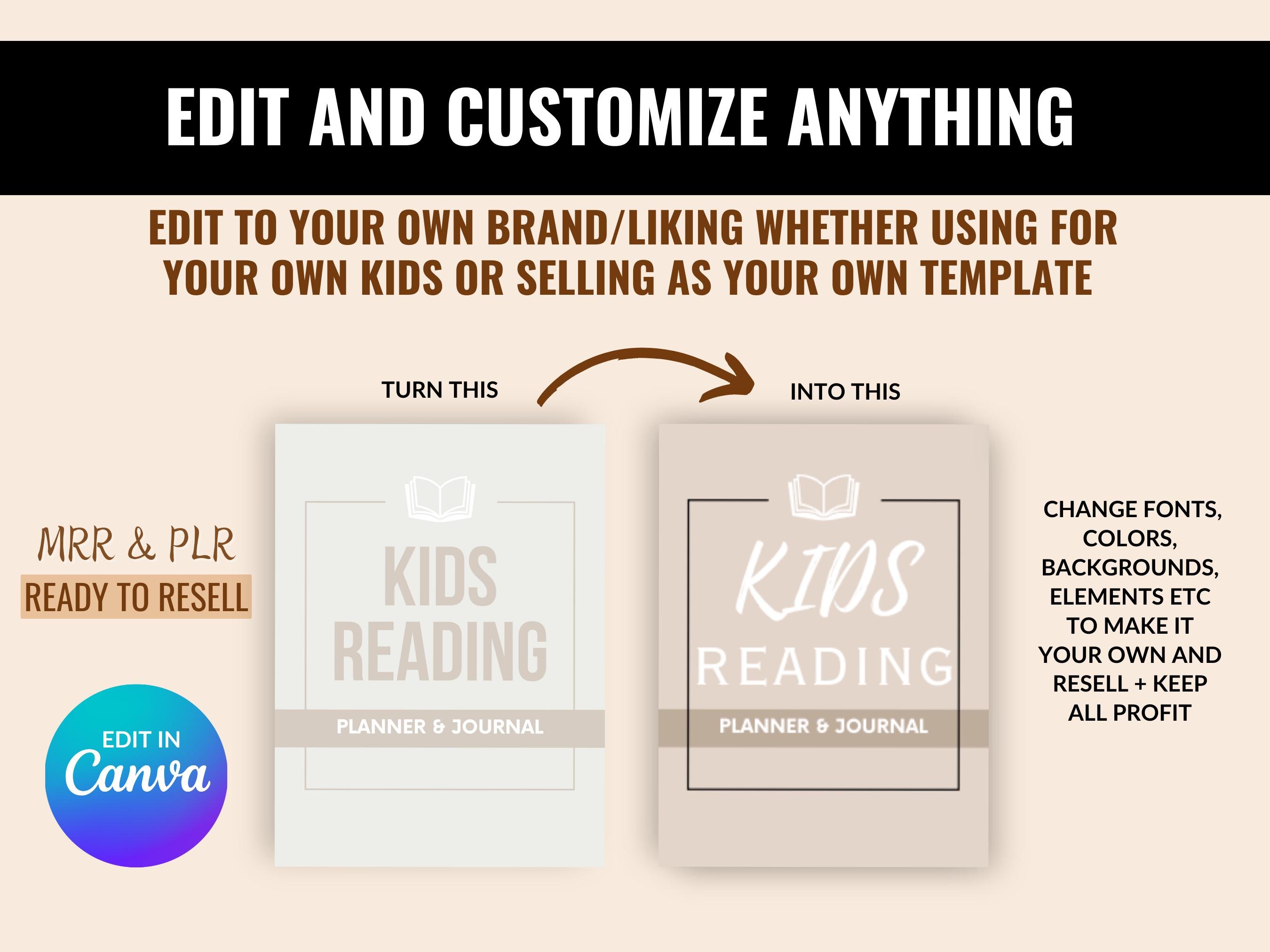 Kids Reading Planner and Journal: Canva Editable, Reading Tracker (MRR ...