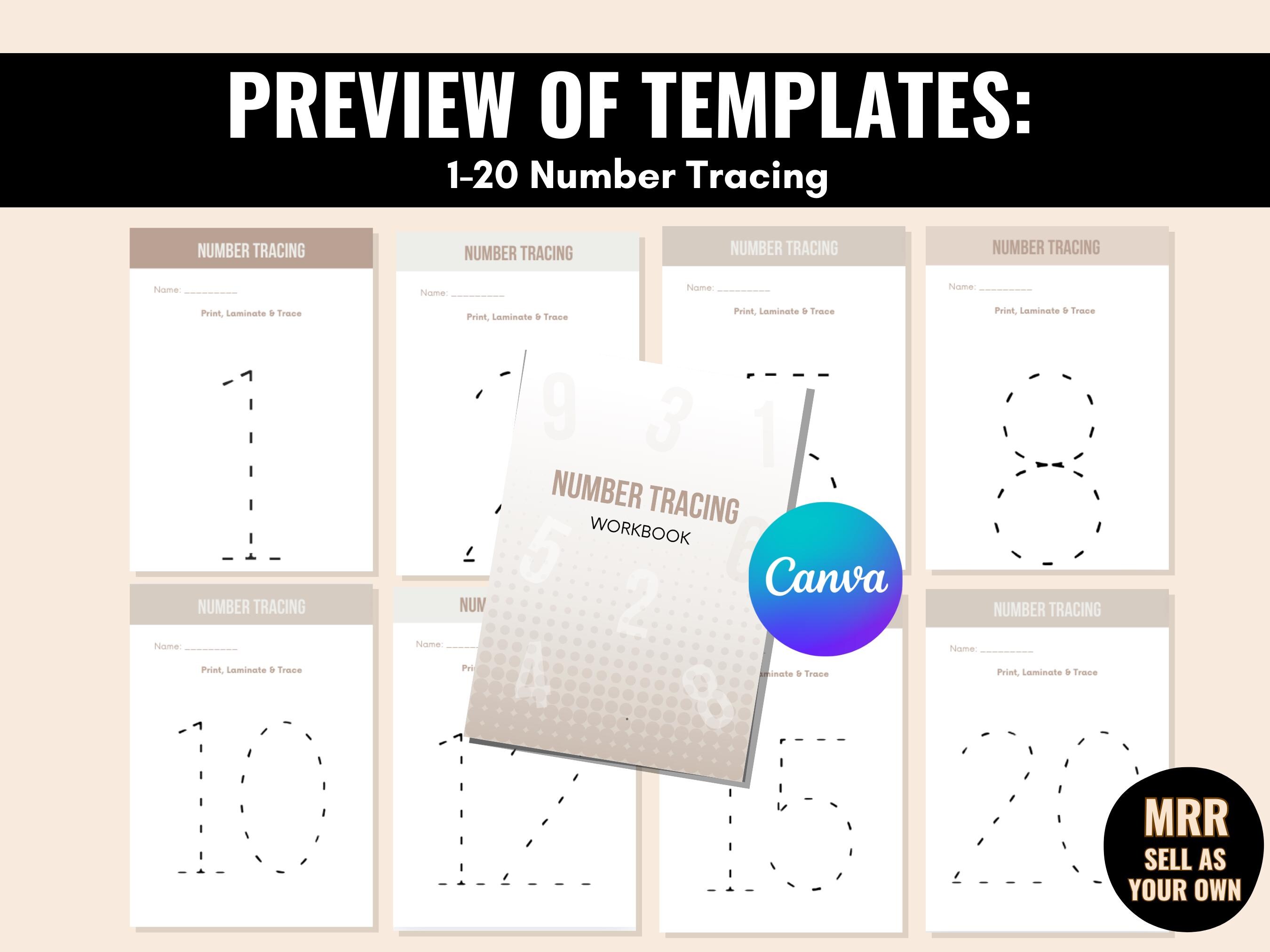 Number Tracing Bundle 1-20 With Master Resell Rights, 20 Number Tracing ...