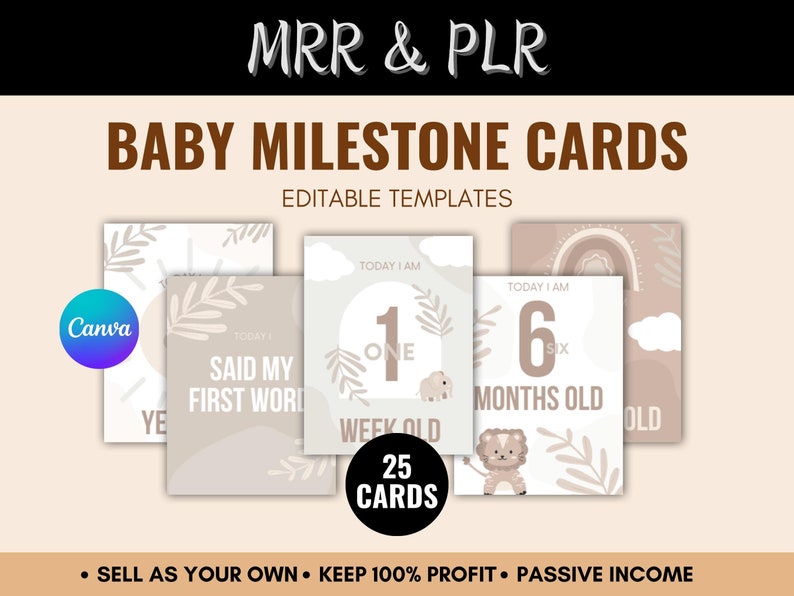 Baby Milestone Card Templates With Master Resell Rights, MRR Printable ...