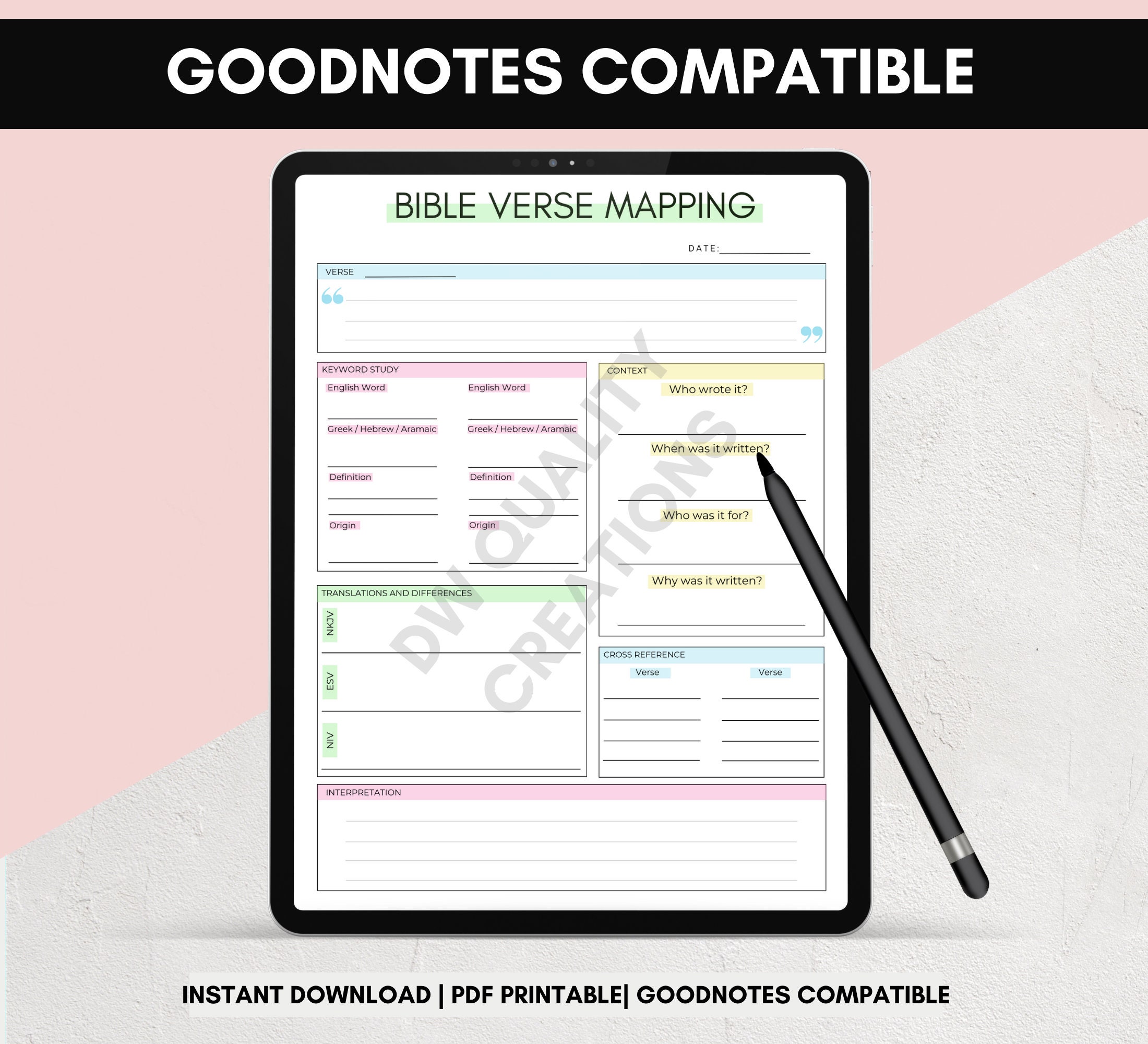 Verse Mapping Template for Bible Study, Map Verses, Scripture Verse ...