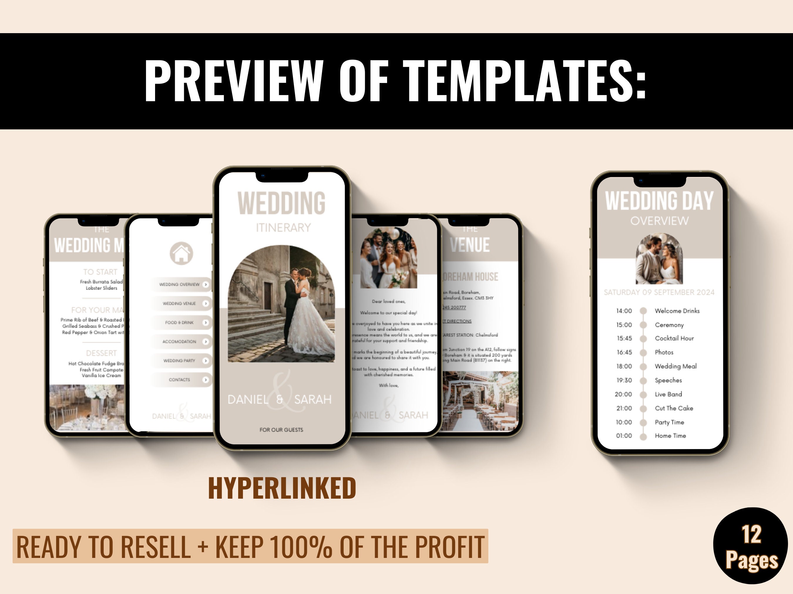Cell Phone Wedding Itinerary Templates With Master Resell Rights ...