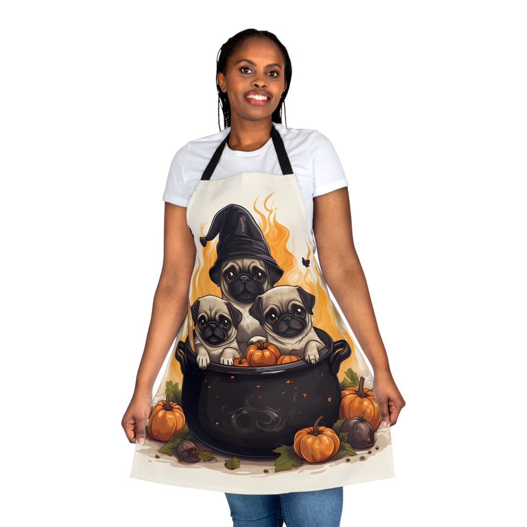 Pug HALLOWEEN Apron, Halloween Apron,womens Cooking Apron,funny ...