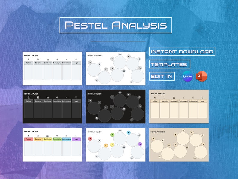 Pestel Analysis Templates, Powerpoint and Canva Editable, Digital ...