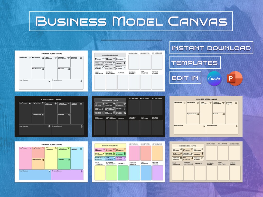 Business Model Canvas Templates Powerpoint and Canva - Etsy