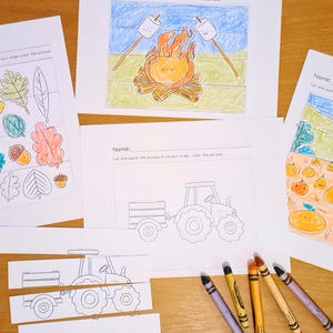 Fall Cutting Practice Puzzles for Preschool Scissor Skill Fall Coloring ...
