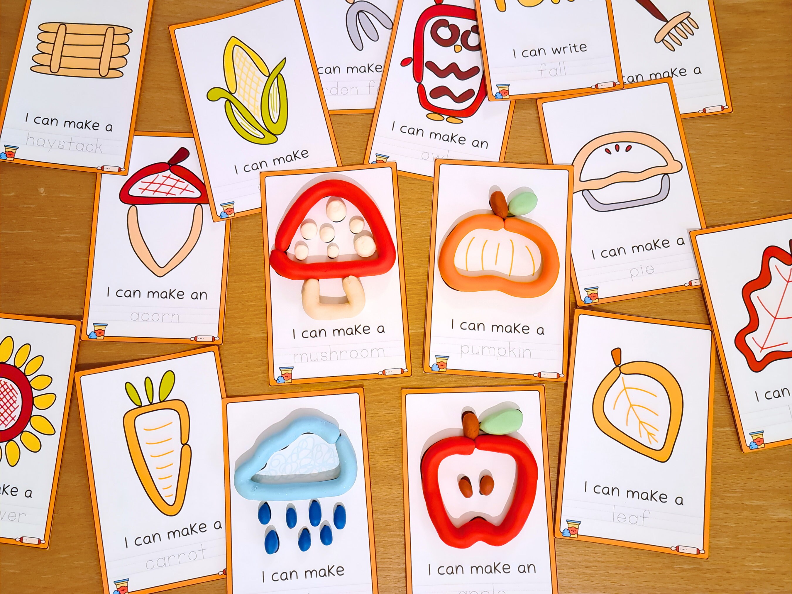 Fall Play Dough Mats Toddler Pumpkin Activities Montessori Homeschool ...