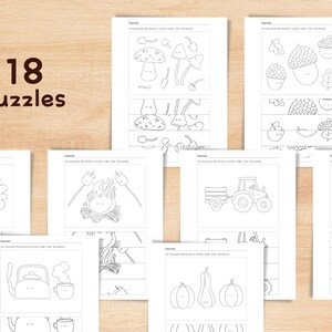 Fall Cutting Practice Puzzles for Preschool Scissor Skill Fall Coloring ...