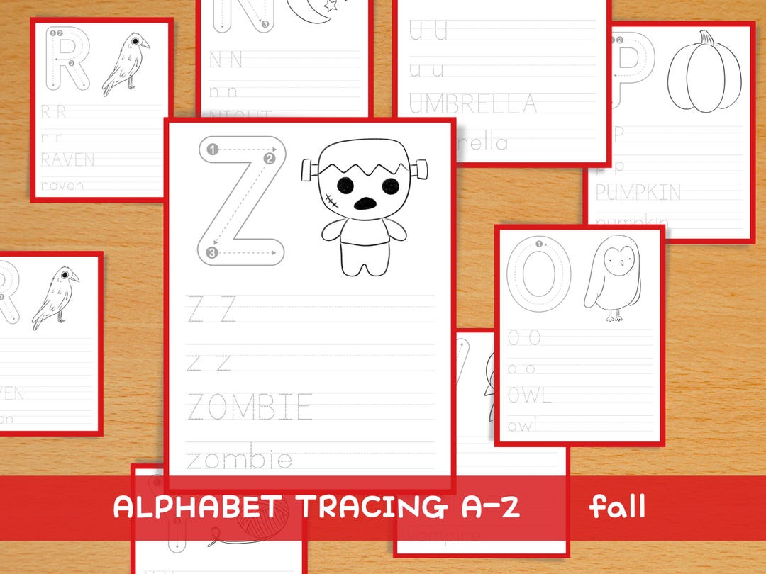 Fall Alphabet ABC Tracing Worksheets Autumn Letter Trace Prek Fine ...