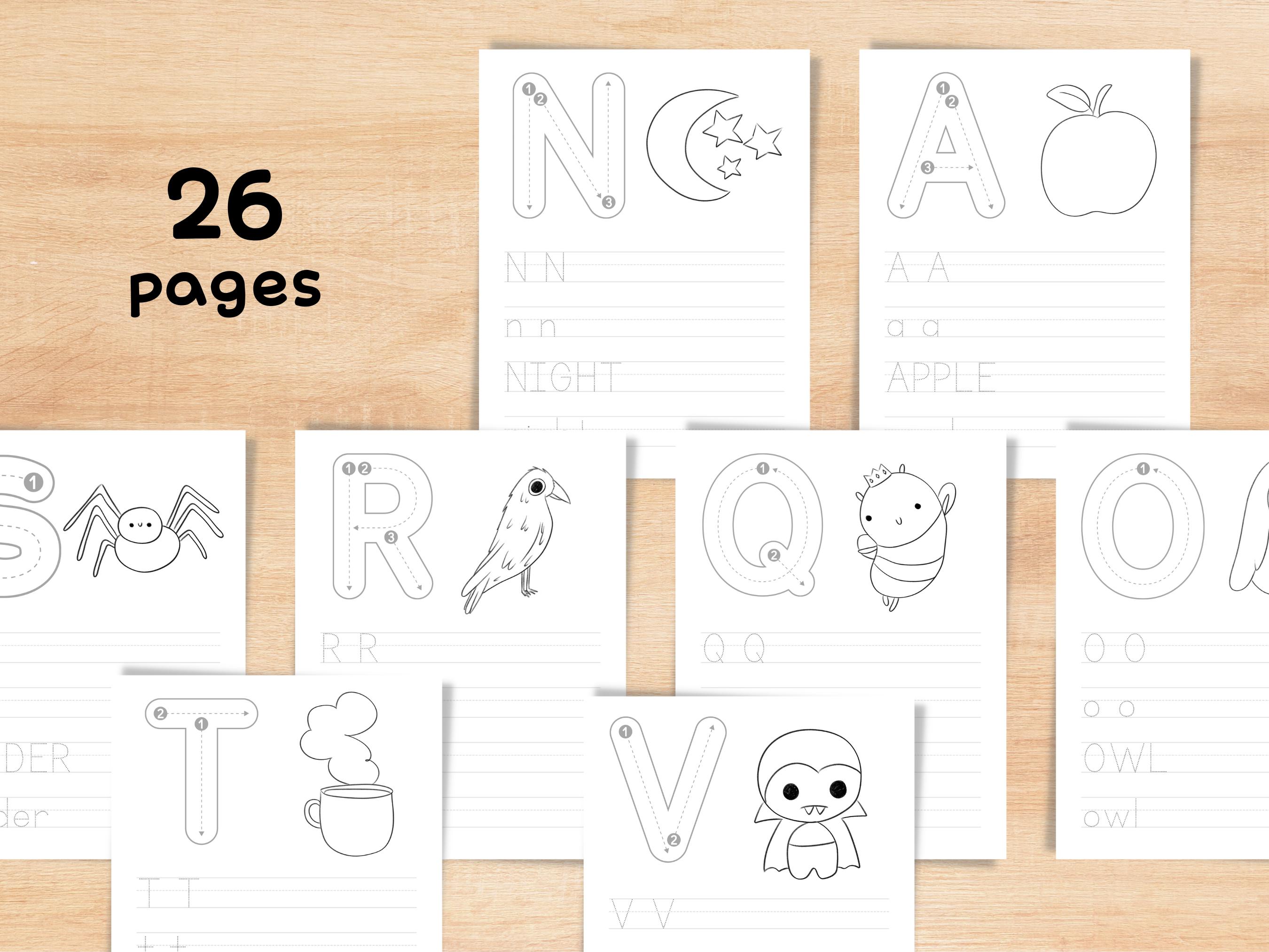 Fall Alphabet ABC Tracing Worksheets Autumn Letter Trace Prek Fine ...