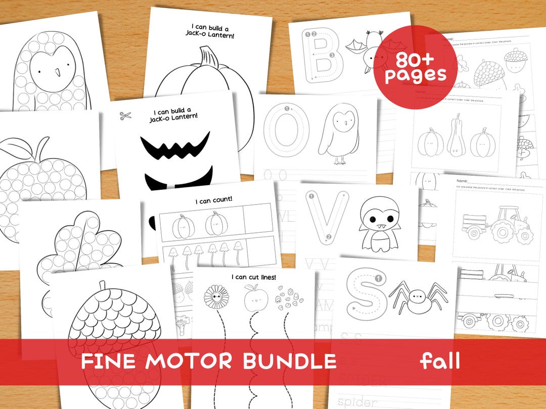 Fall Fine Motor Skills Bundle - Prek Halloween Scissor Skills - Dot ...