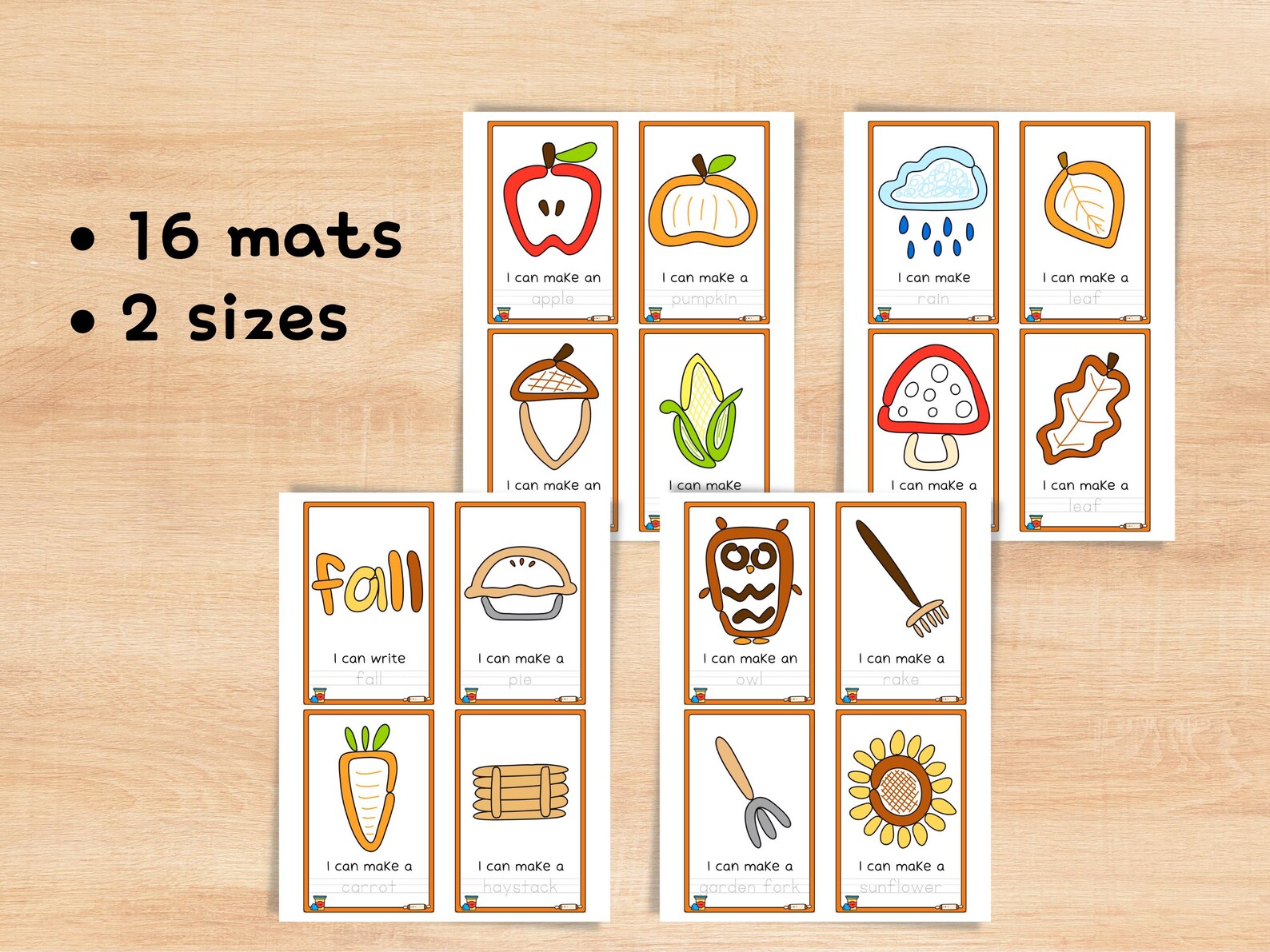 Fall Play Dough Mats Toddler Pumpkin Activities Montessori Homeschool ...