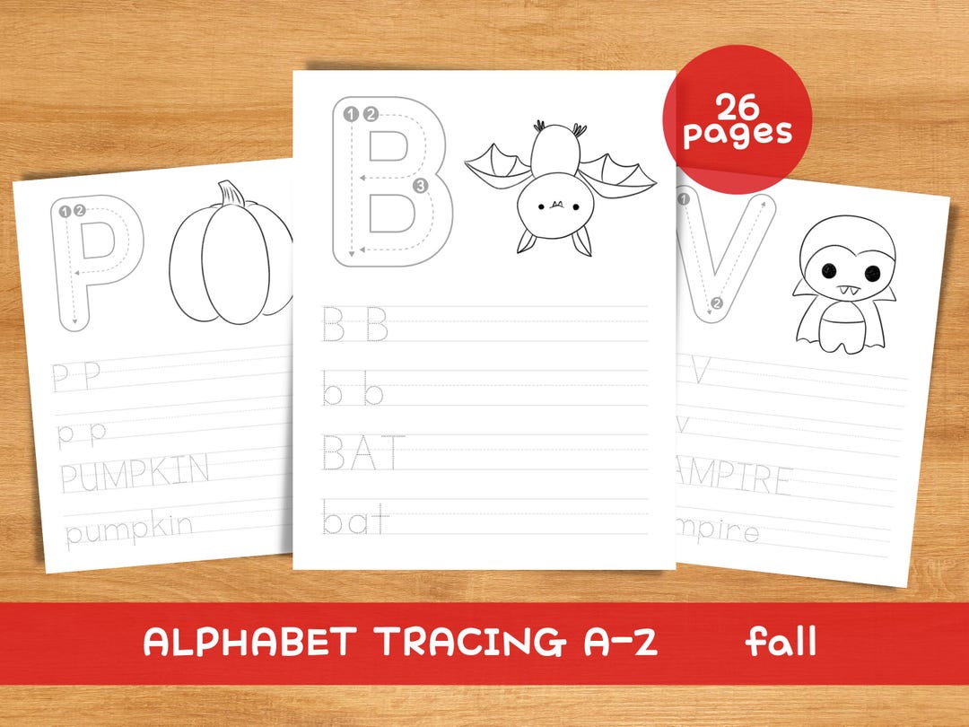 Fall Alphabet ABC Tracing Worksheets Autumn Letter Trace Prek Fine ...