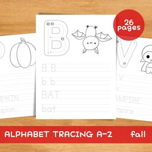 Fall Alphabet ABC Tracing Worksheets Autumn Letter Trace Prek Fine ...
