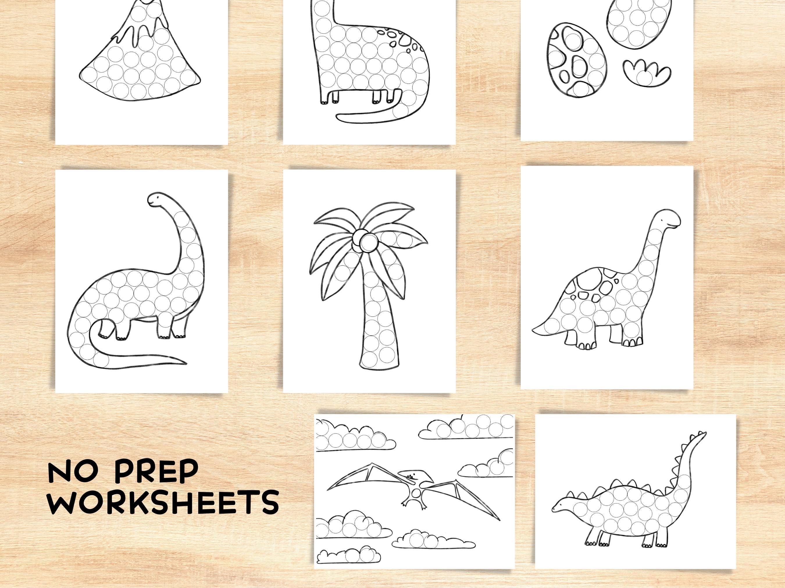 Dinosaurs Dot Marker Prek Worksheet Homeschool No Prep Trex Worksheets ...