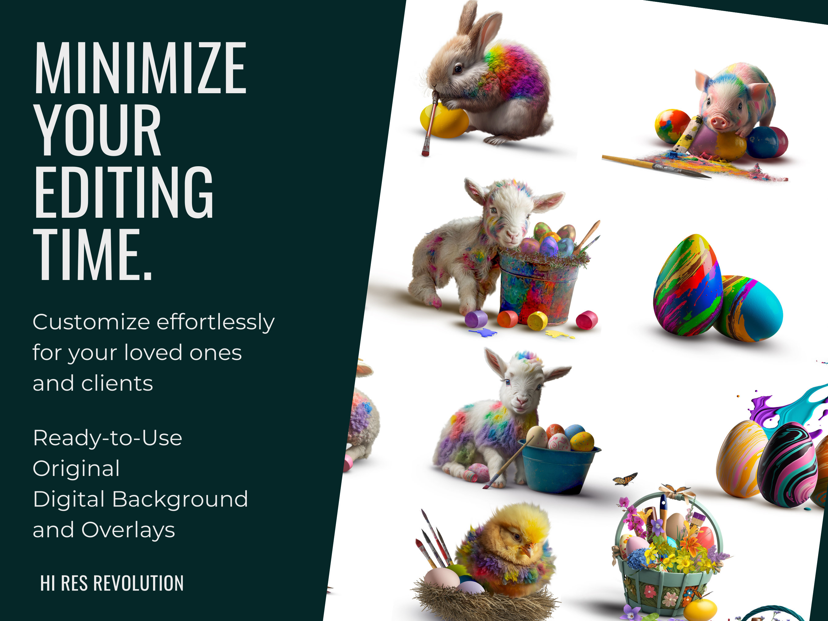 Painted Animal Photoshop Overlays, Photo Editing PSD, Spring Photo Prop ...