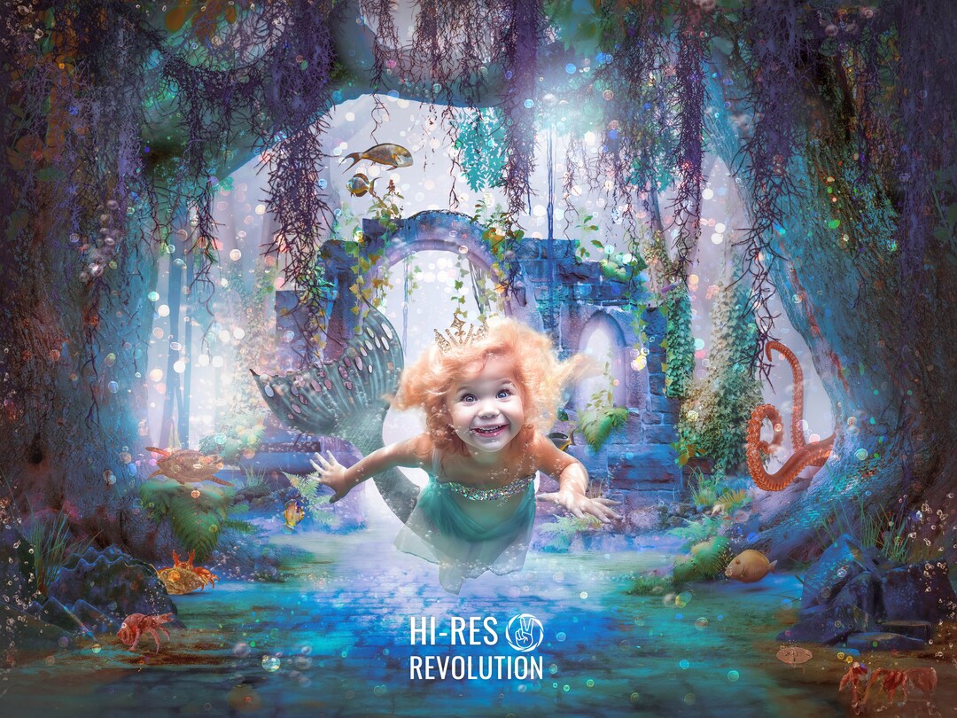 Mermaid Grotto Digital Backdrop: Underwater Fantasy Photography ...