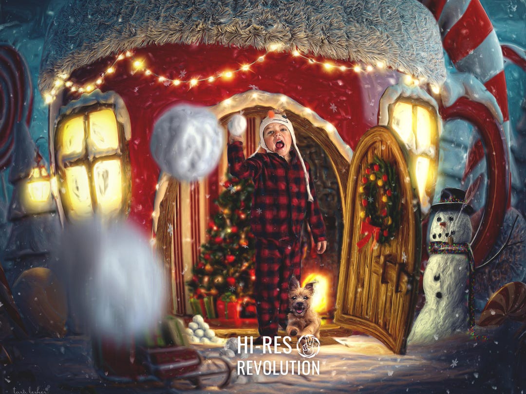 Snowball Fight Digital Backdrop Photography Fantasy Composite Christmas ...