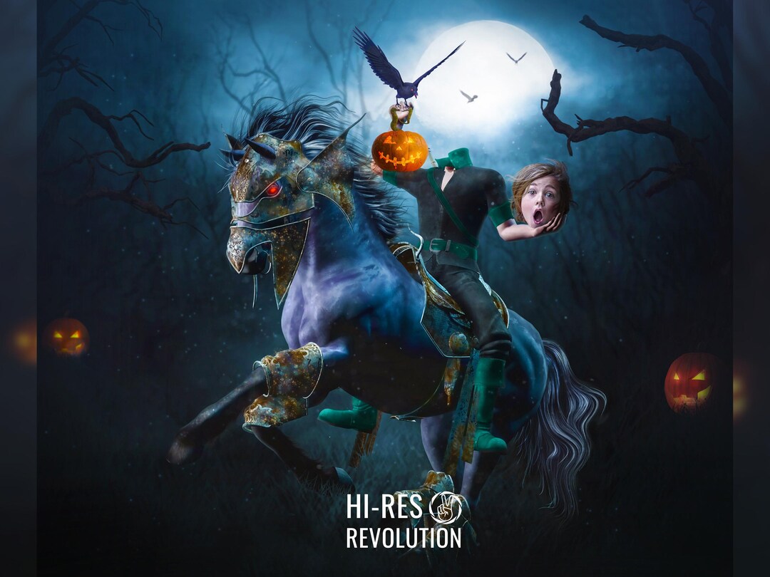 Headless Horseman Digital Background: Spooky Halloween Photography (PSD ...