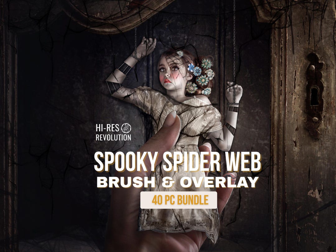 Spooky Spider Web: Halloween Photoshop Brush Overlay Bundle, PNG, ABR ...