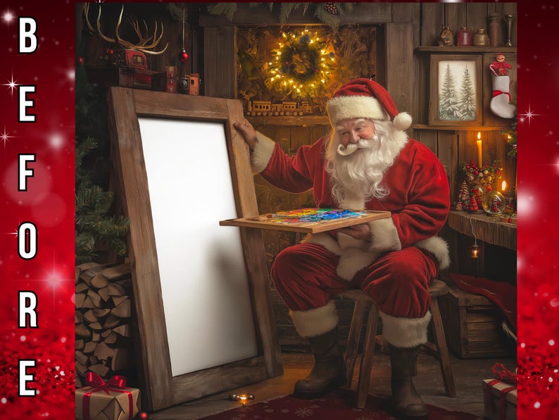 Santa Photoshop Digital Backdrop: Christmas Family Portrait (digital ...