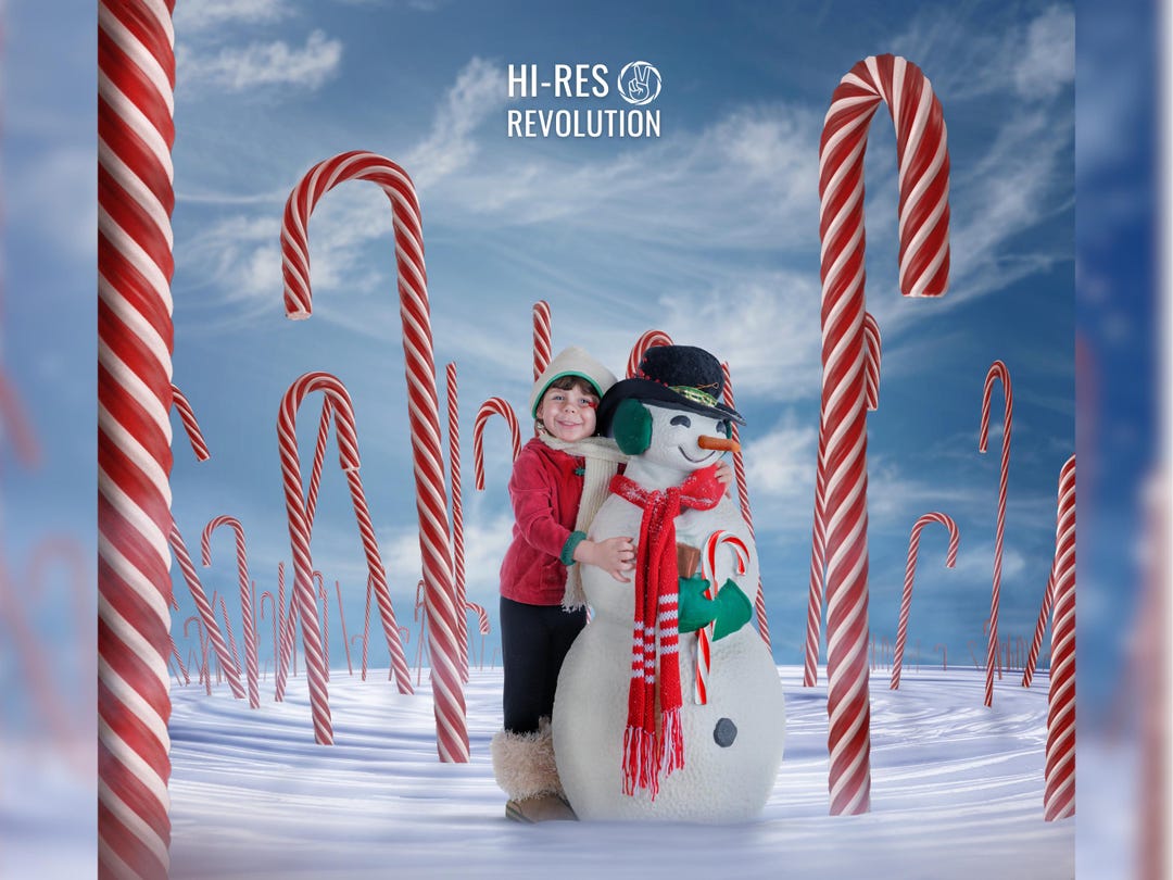 Candy Cane Winter Backdrop: Christmas Photography Overlay (digital ...