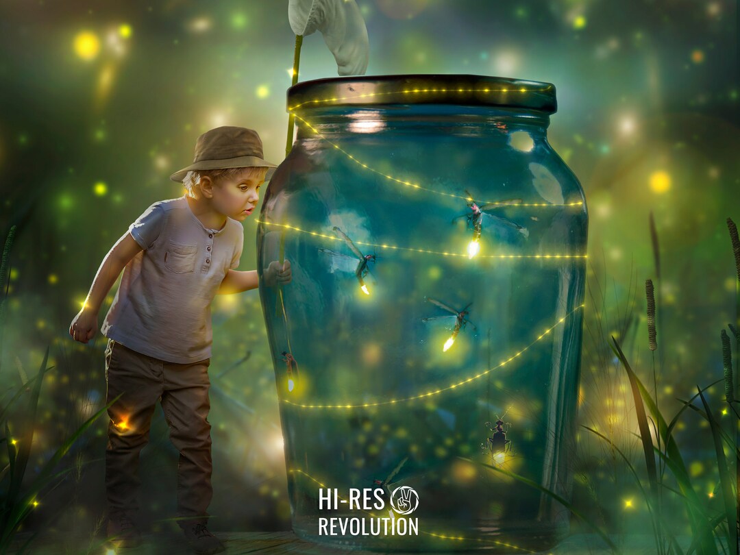 Firefly Fairy Light Photoshop Composition Digital Background, Fineart Overlay Backdrop, Maternal ...
